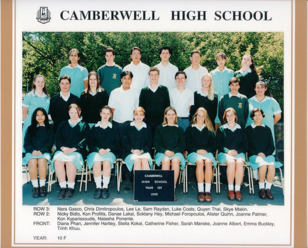 Year 10F, 1995 – Camberwell High School Ex Students Society