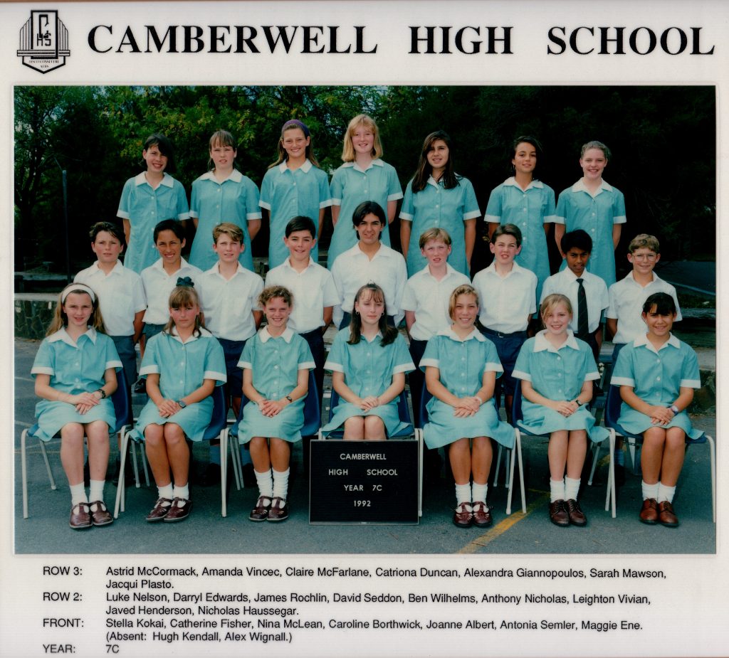 Year 7C, 1992 – Camberwell High School Ex Students Society