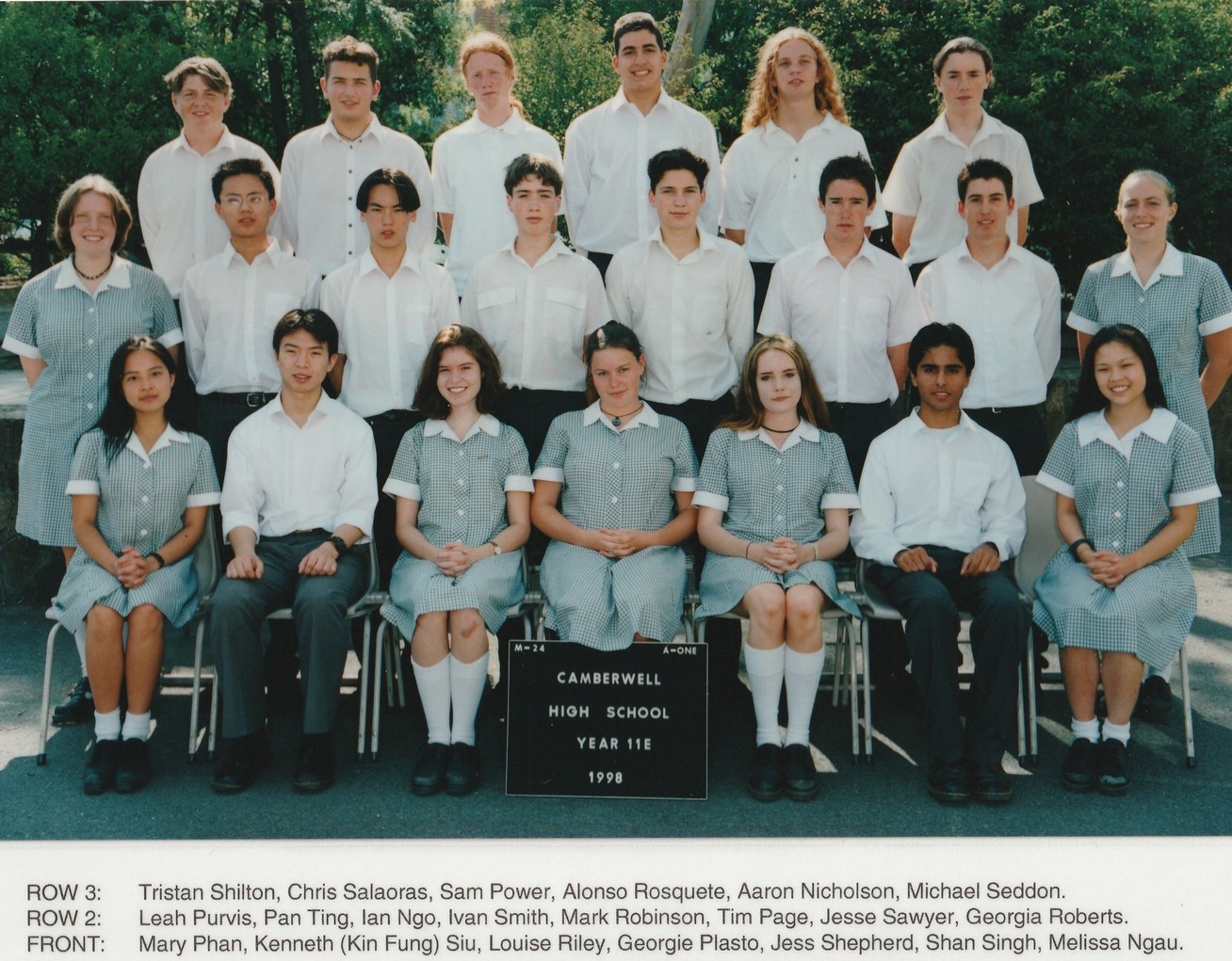 Year 11E 1998 – Camberwell High School Ex Students Society